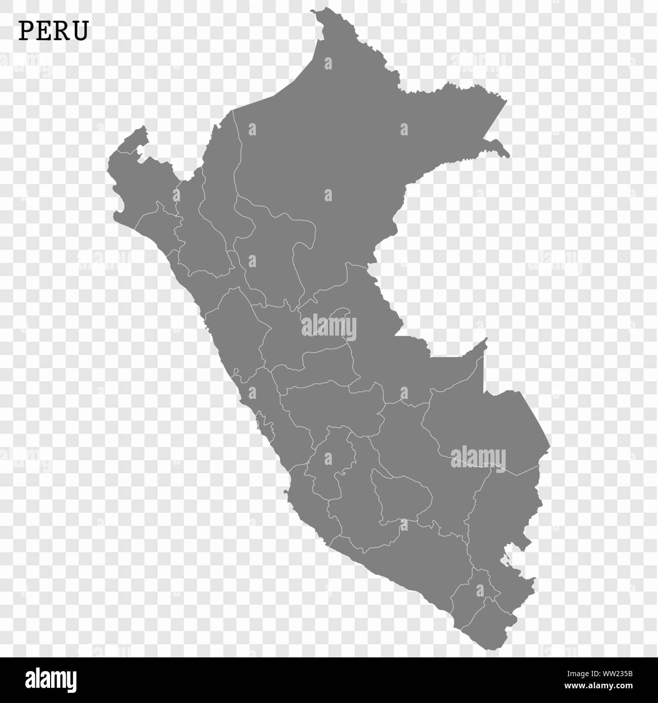 Alta qualità mappa del Perù con i confini delle regioni Immagine e ...