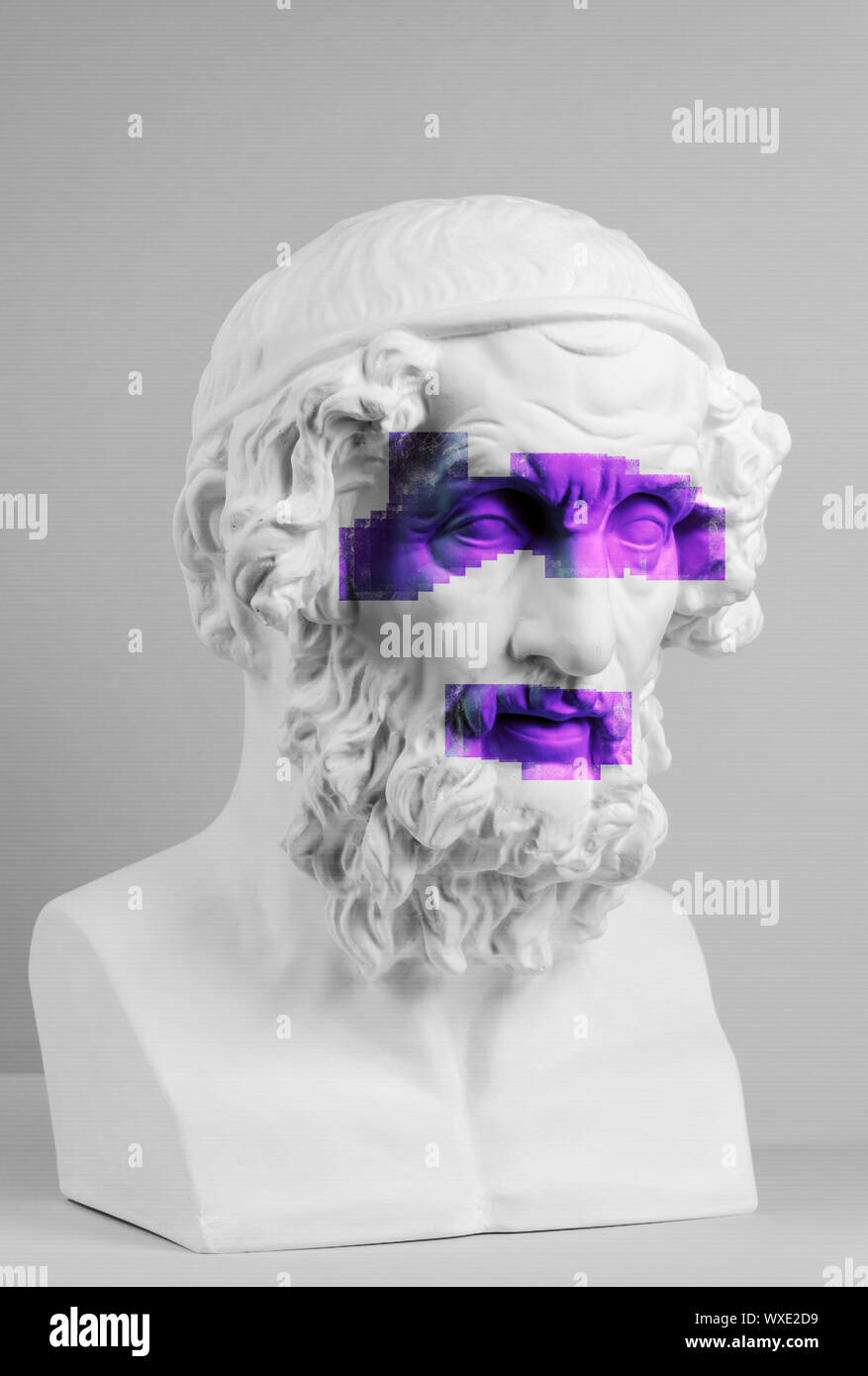 Arte contemporanea poster colorati con dettagli di antiche statue busto ...