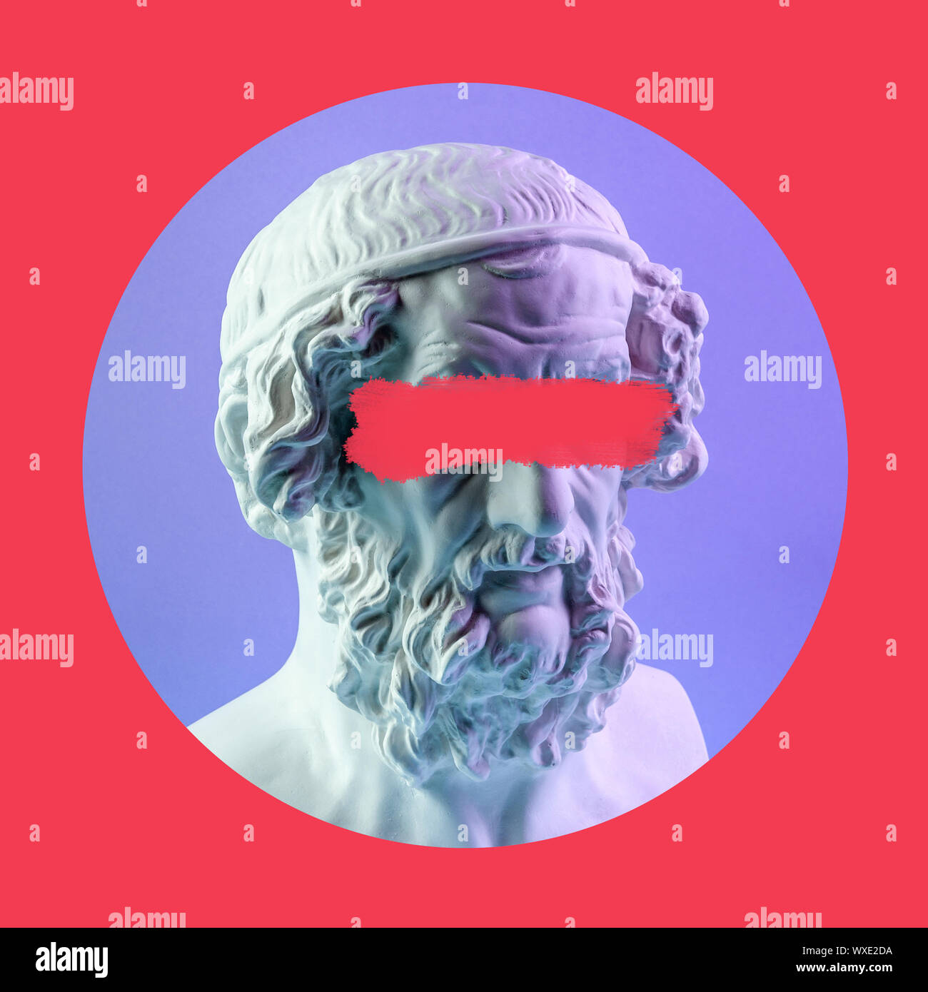 Arte contemporanea poster colorati con dettagli di antiche statue busto ...